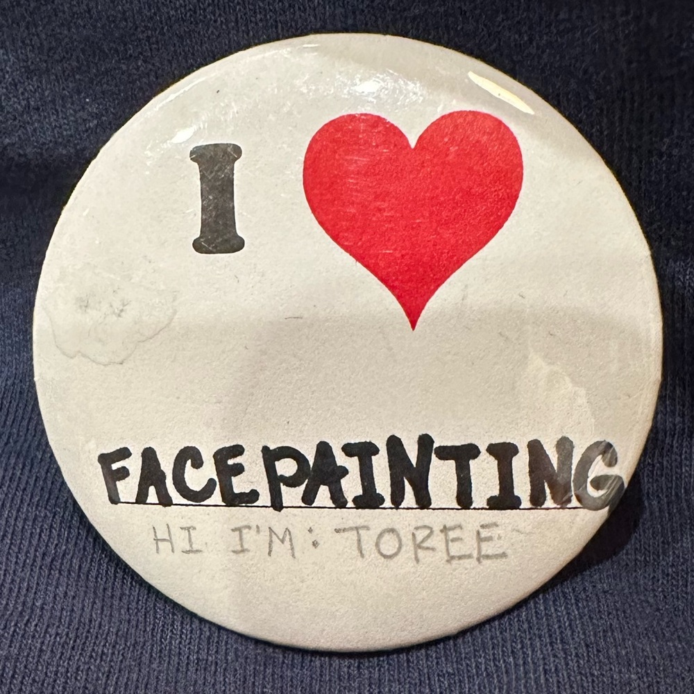 Free With Purchase Vintage I Love Face Painting Button - Gem